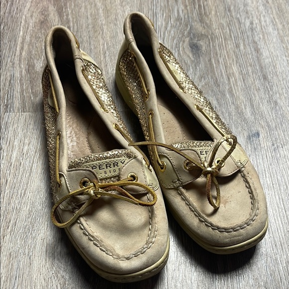 Sperry | Shoes | Sperry Topsider Beigegold Sparkly Boat Shoes | Poshmark